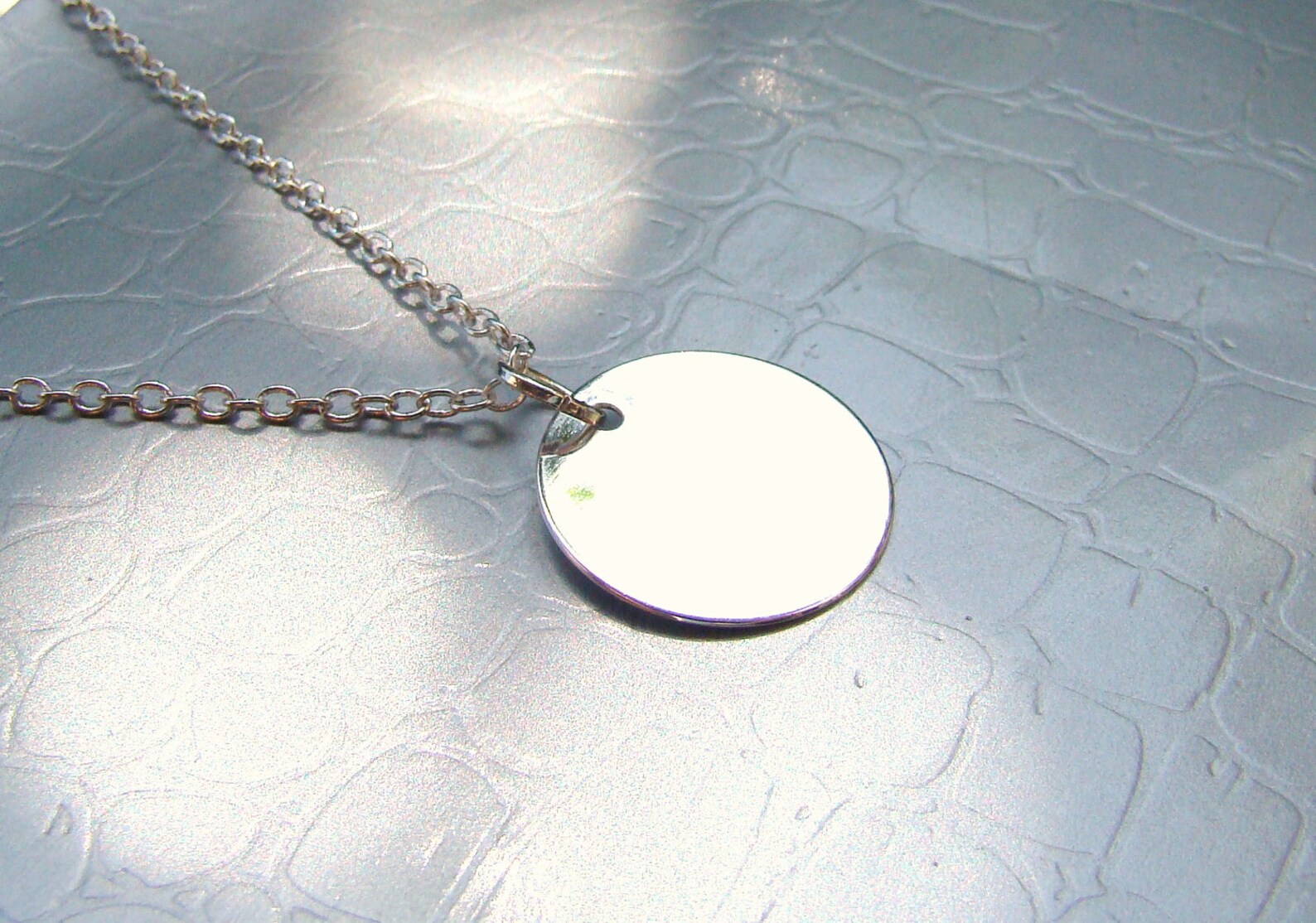 Sale Sterling Silver Charm Necklace Round Pendant - Etsy