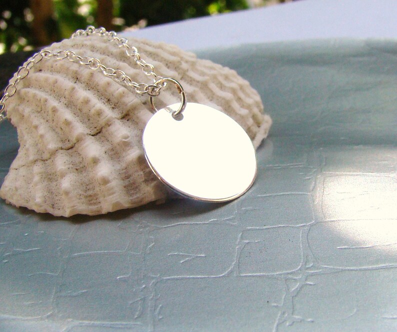 Sale Sterling Silver Charm Necklace Round Pendant - Etsy