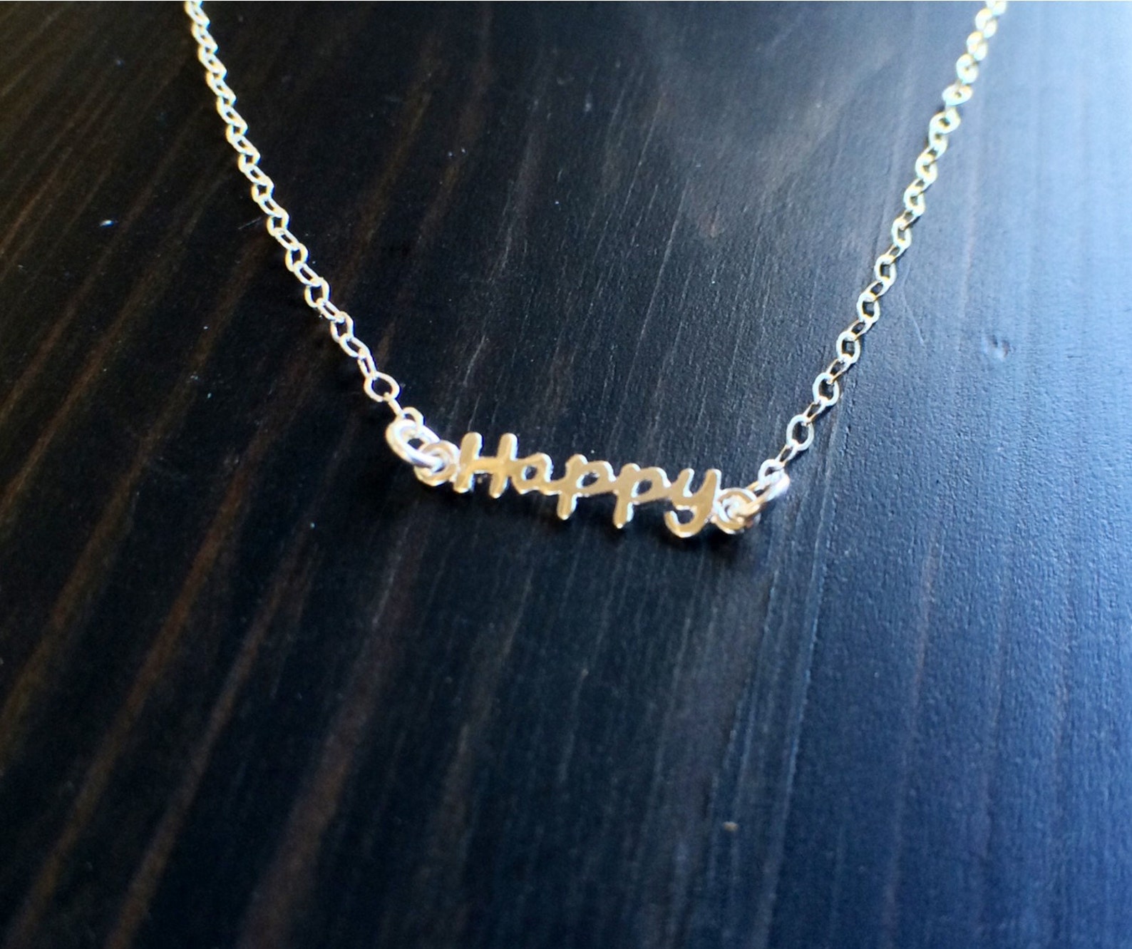HAPPY Silver Bracelet. Sterling Silver. Choose Your Length. - Etsy