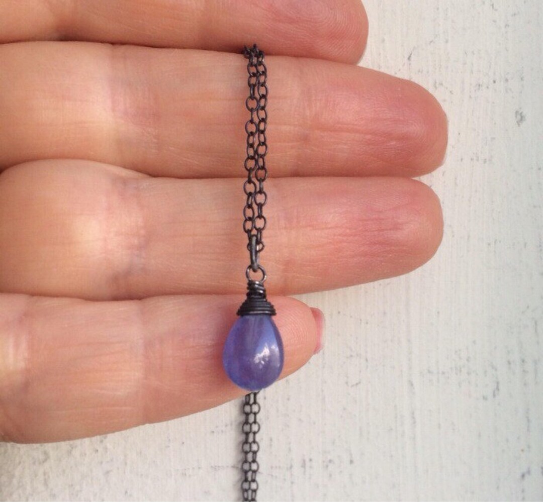 Periwinkle Tanzanite Pendant Stone Necklace, Blue Purple Genuine ...