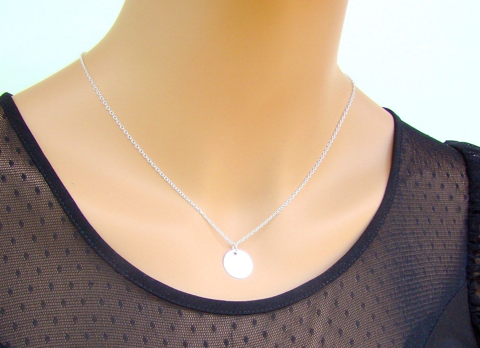 Sale Sterling Silver Charm Necklace Round Pendant - Etsy
