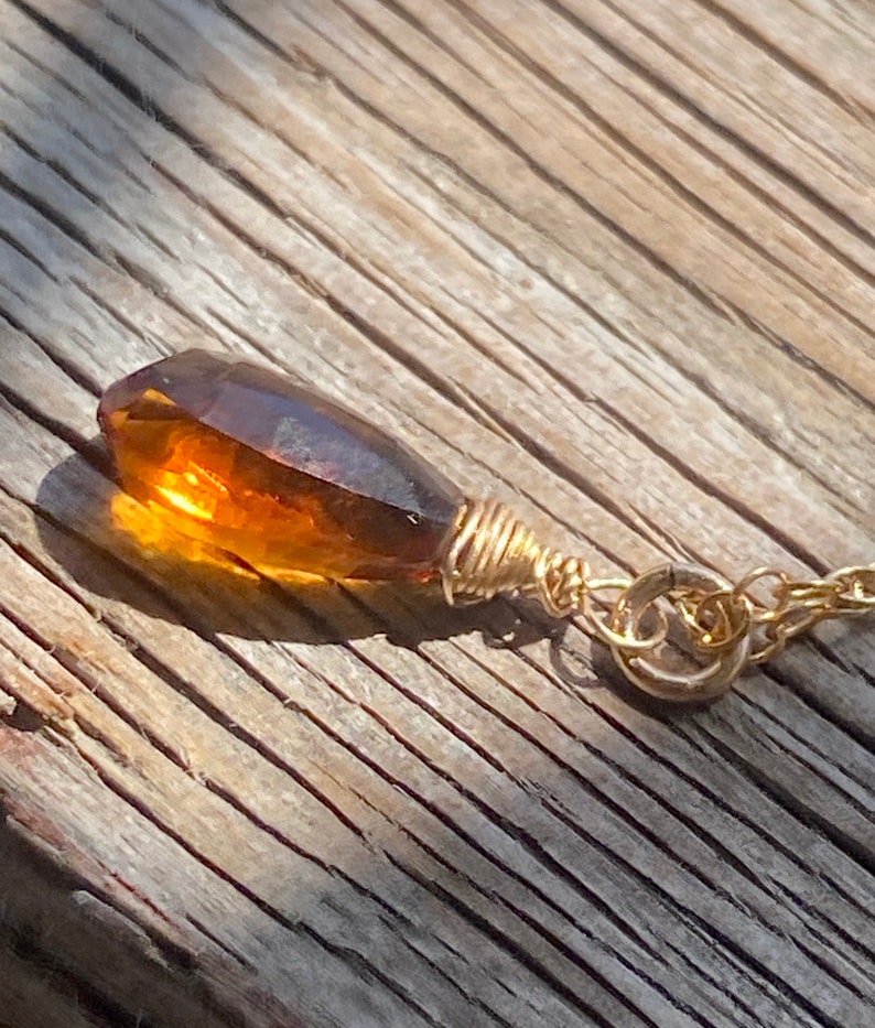 Natural Madeira Citrine Pendant 14k Gold Chain Necklace - Etsy