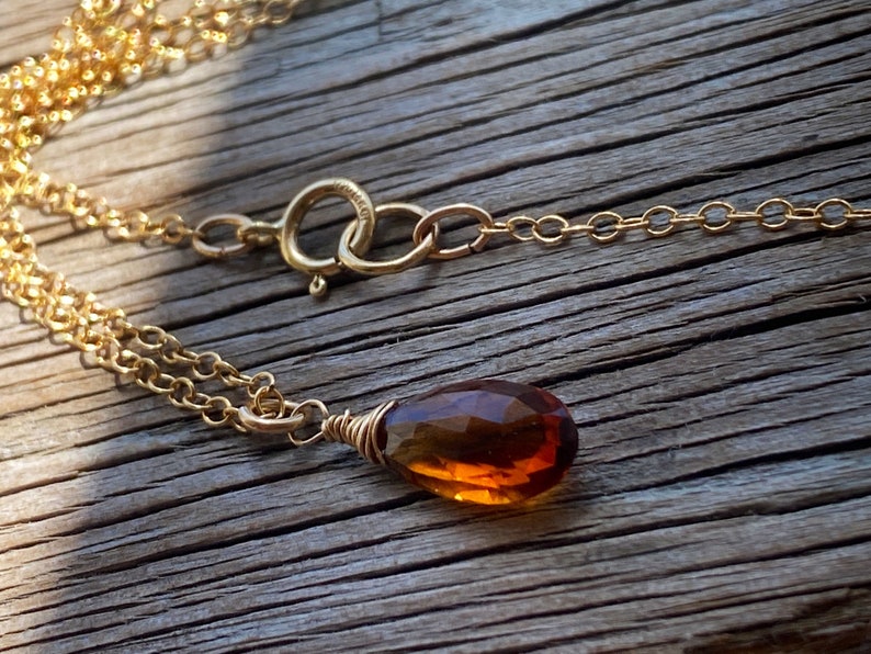Natural Madeira Citrine Pendant 14k Gold Chain Necklace - Etsy