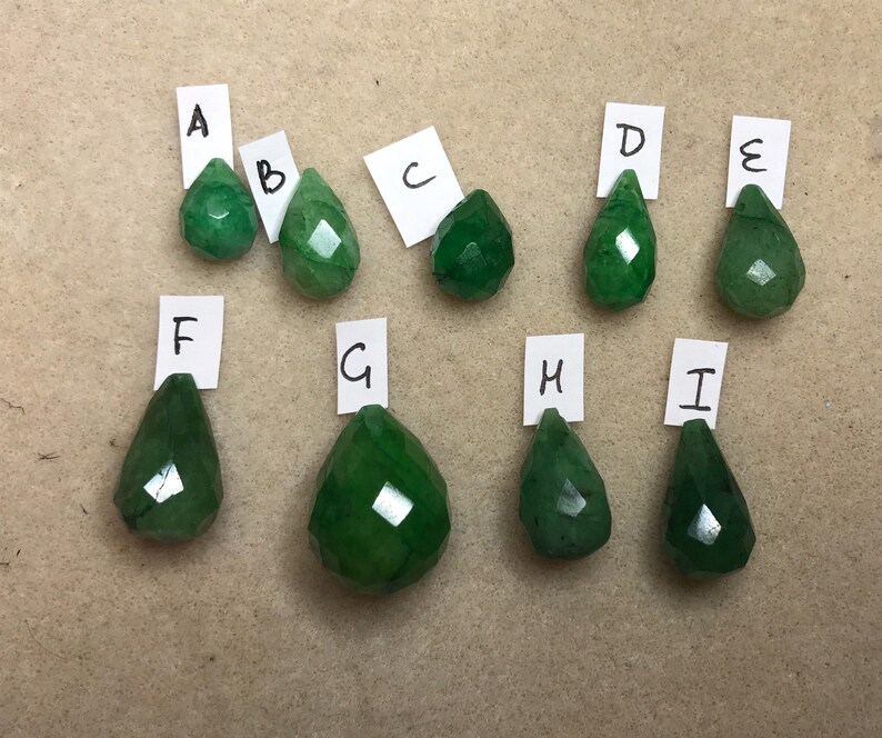 Natural Green Indian Emerald drop pendant 14k gold Necklace. | Etsy