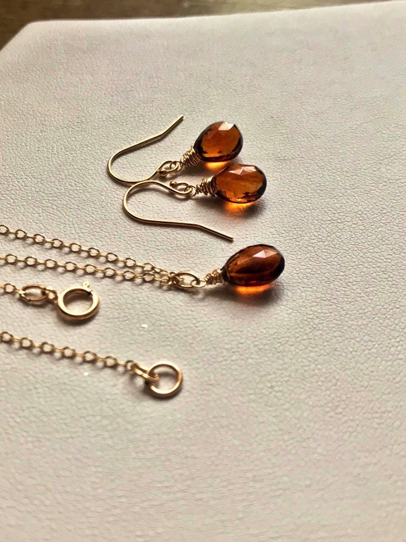 Natural Madeira Citrine Pendant 14k Gold Chain Necklace - Etsy