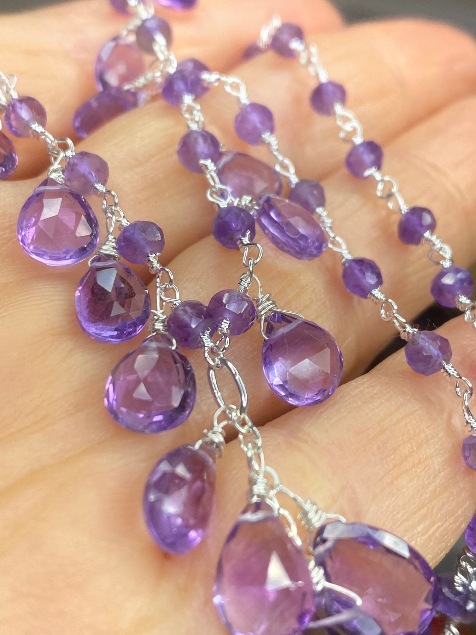 Genuine Lavender Amethyst Stone Necklace. Natural Purple - Etsy