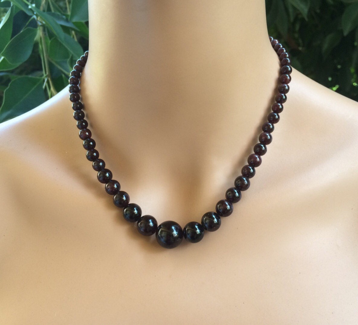 Dark Red Garnet Necklace. Natural Burgundy Garnet Stone. - Etsy