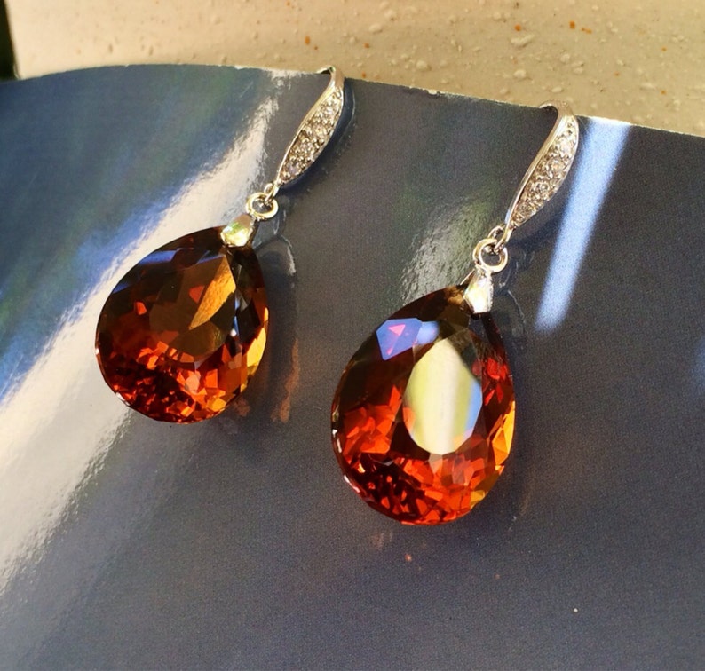 Madeira Citrine Gem Pave Sterling Silver Earrings. Statement - Etsy
