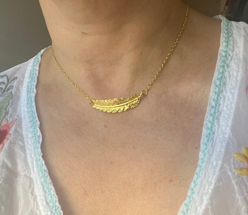 Handmade Feather Choker: Gold Plated Boho Necklace - Etsy
