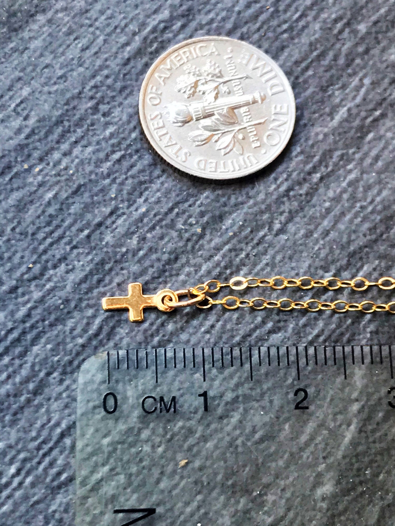 Tiny Gold Cross Choker Necklace. Small Chain. Religious | Etsy