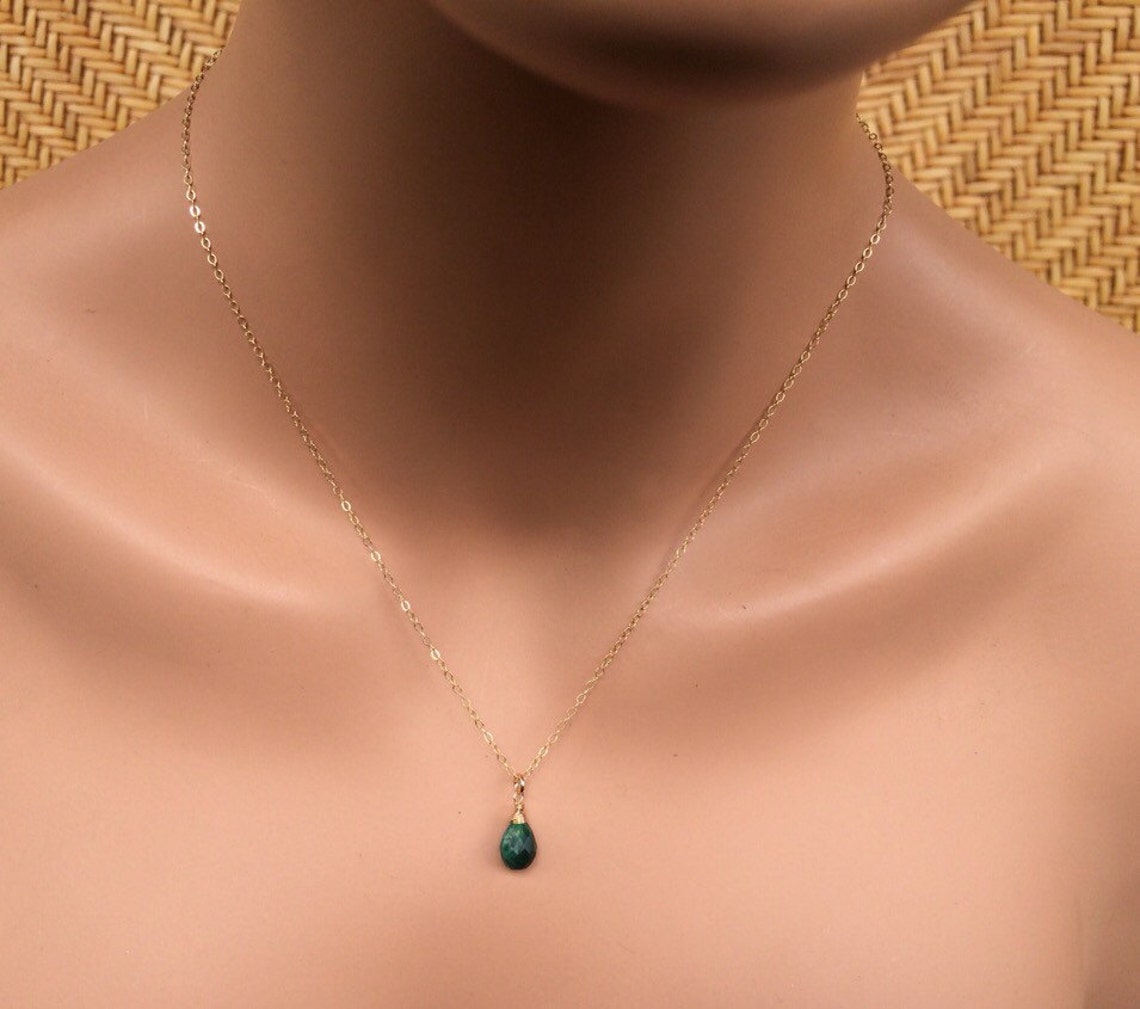 Natural Green Emerald Pendant. Emerald Necklace. 14k Gold - Etsy