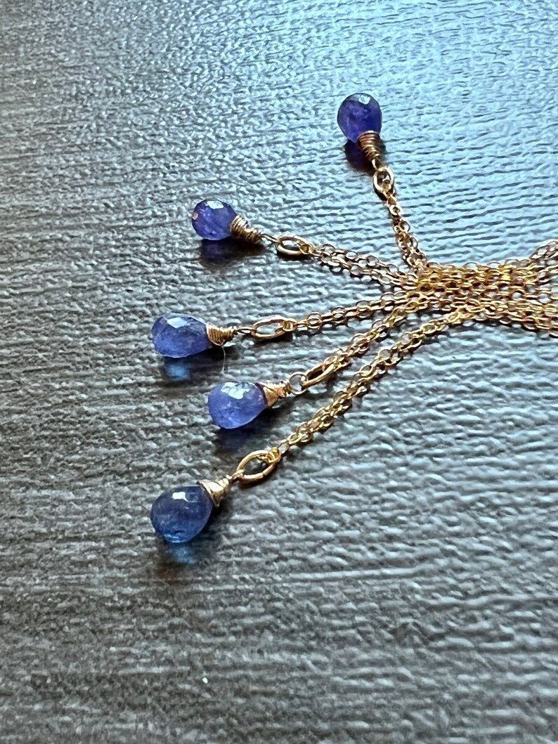 Tanzanite Pendant Gold Necklace. Tiny Blue Periwinkle Gem - Etsy