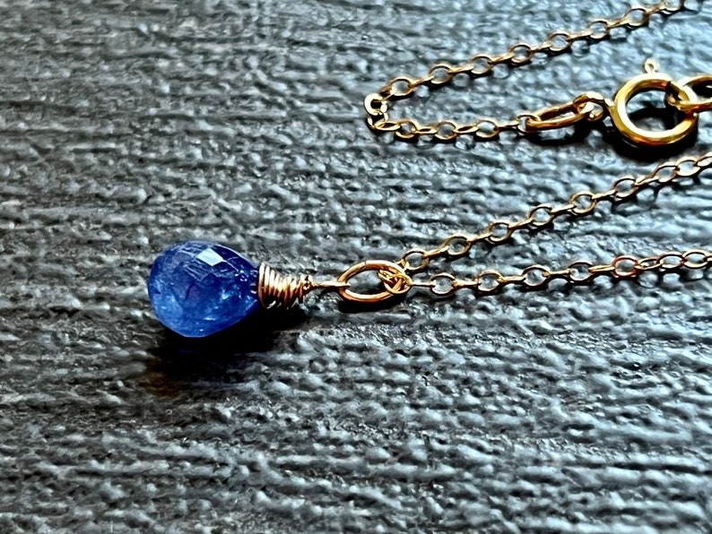 Tanzanite Pendant Gold Necklace. Tiny Blue Periwinkle Gem - Etsy
