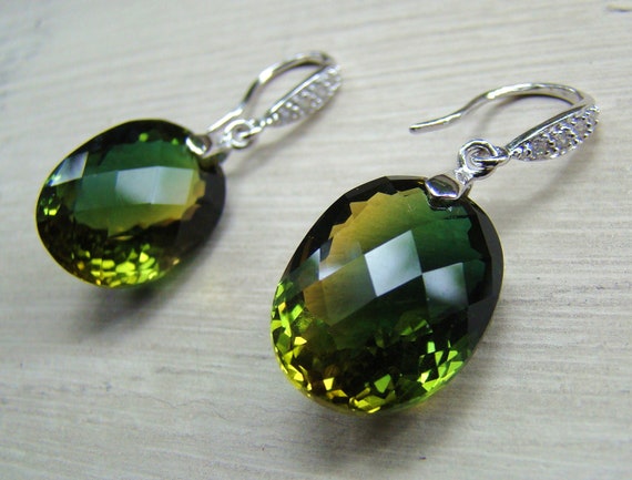 Ametrine Sterling Pave Earrings. Elegant earrings. Unique | Etsy