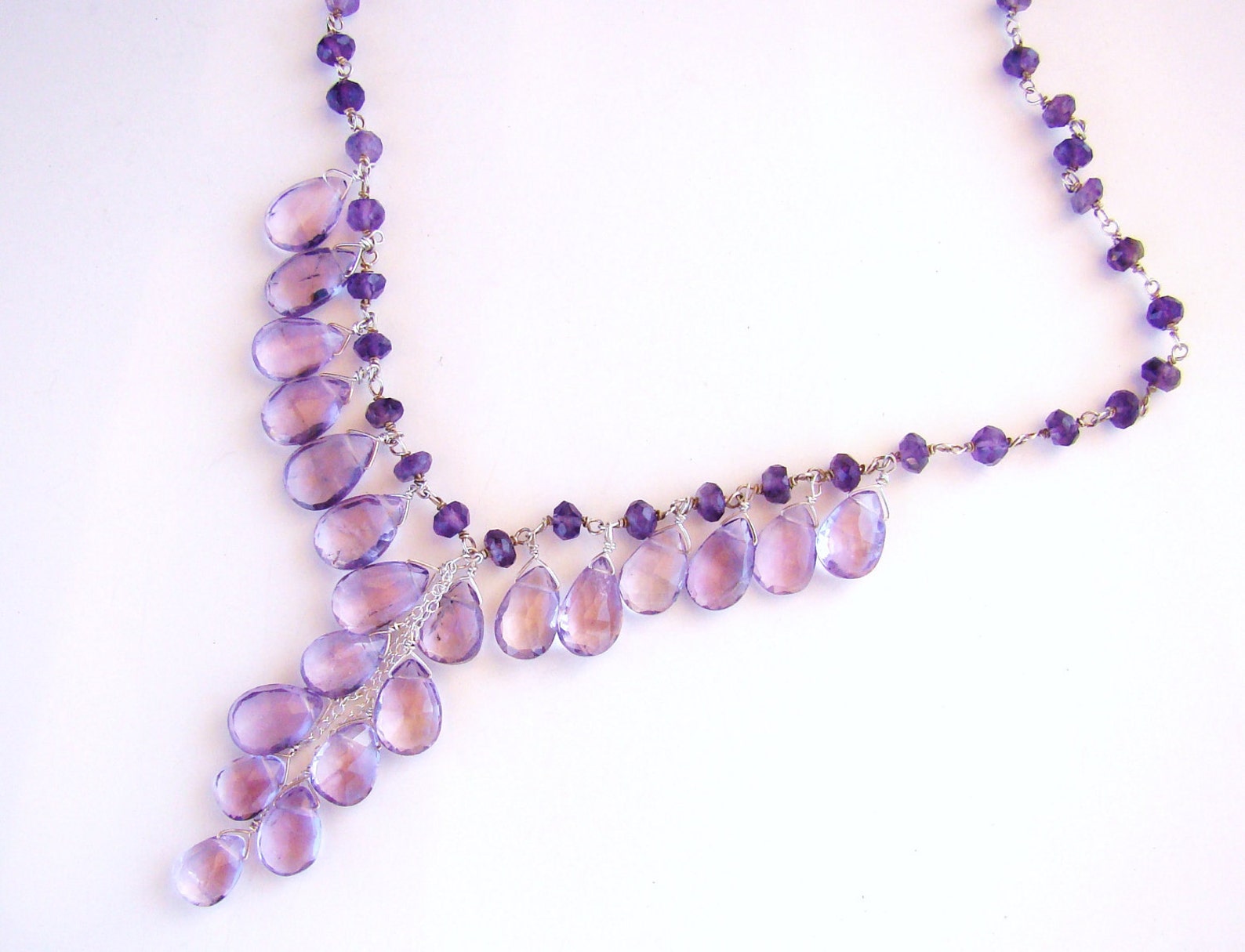Genuine Lavender Amethyst Stone Necklace. Natural Purple - Etsy