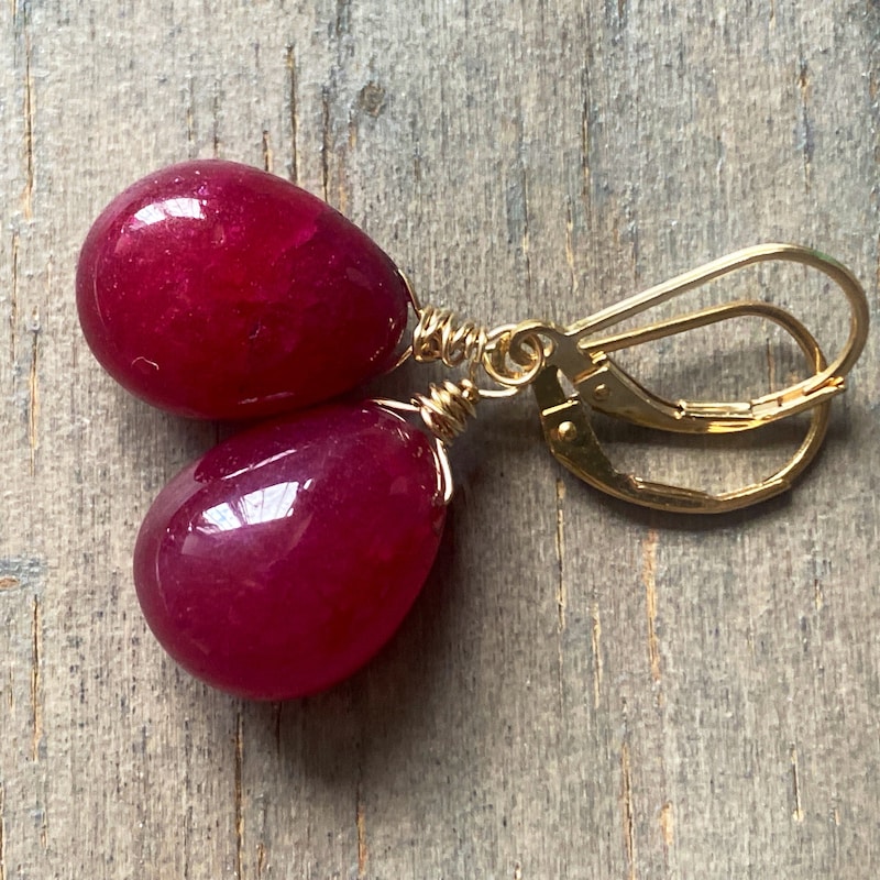 Red Ruby Earrings - Etsy