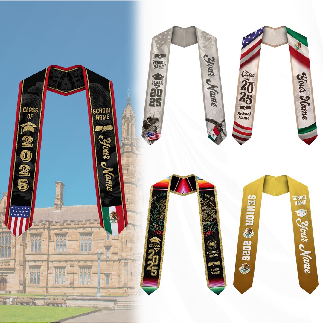 Custom Mexico Sash, Mexican Graduation Sash, Mexican American Flag ...