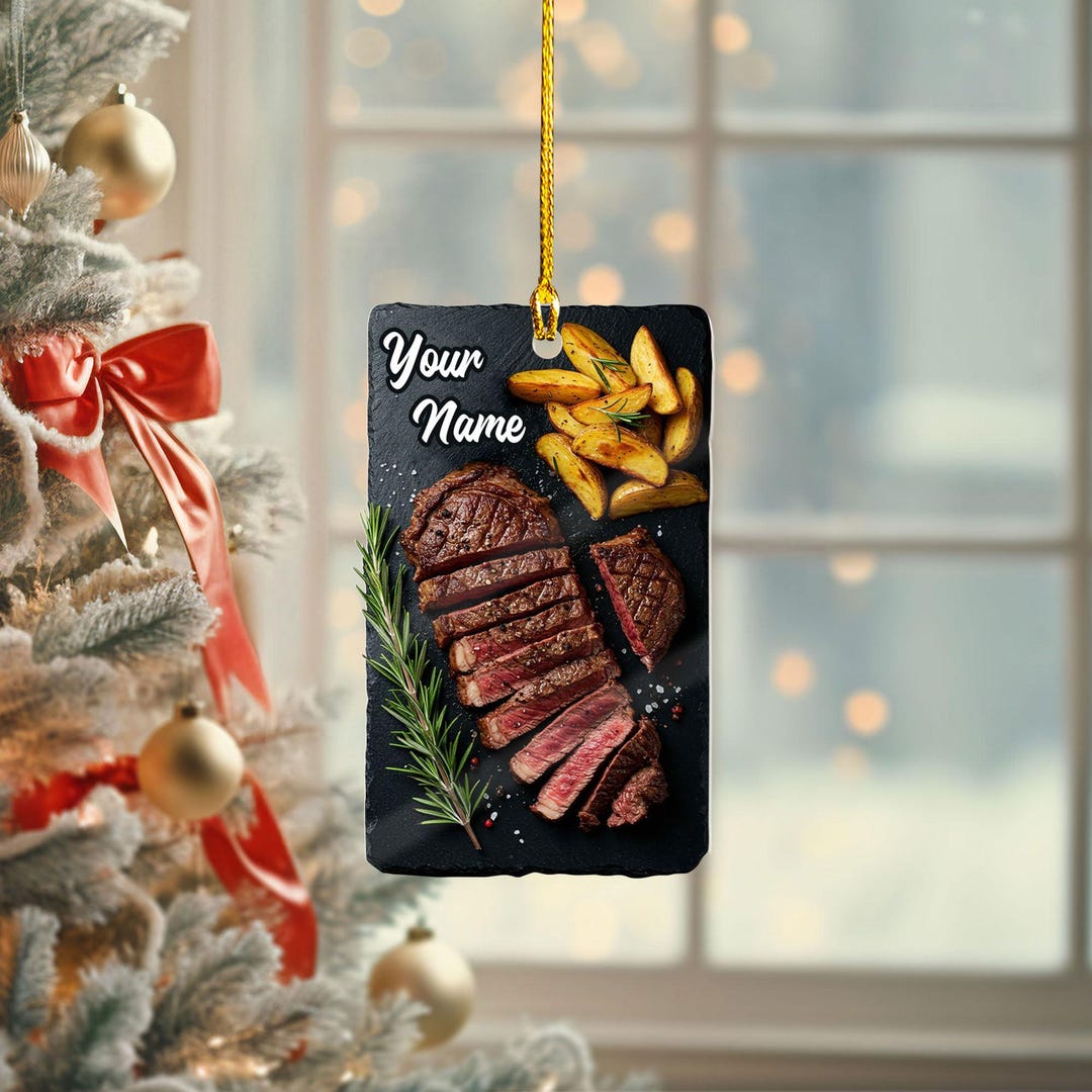 Personalized Beef Steak Christmas Ornament, Beef Steak Ornament, Steak ...