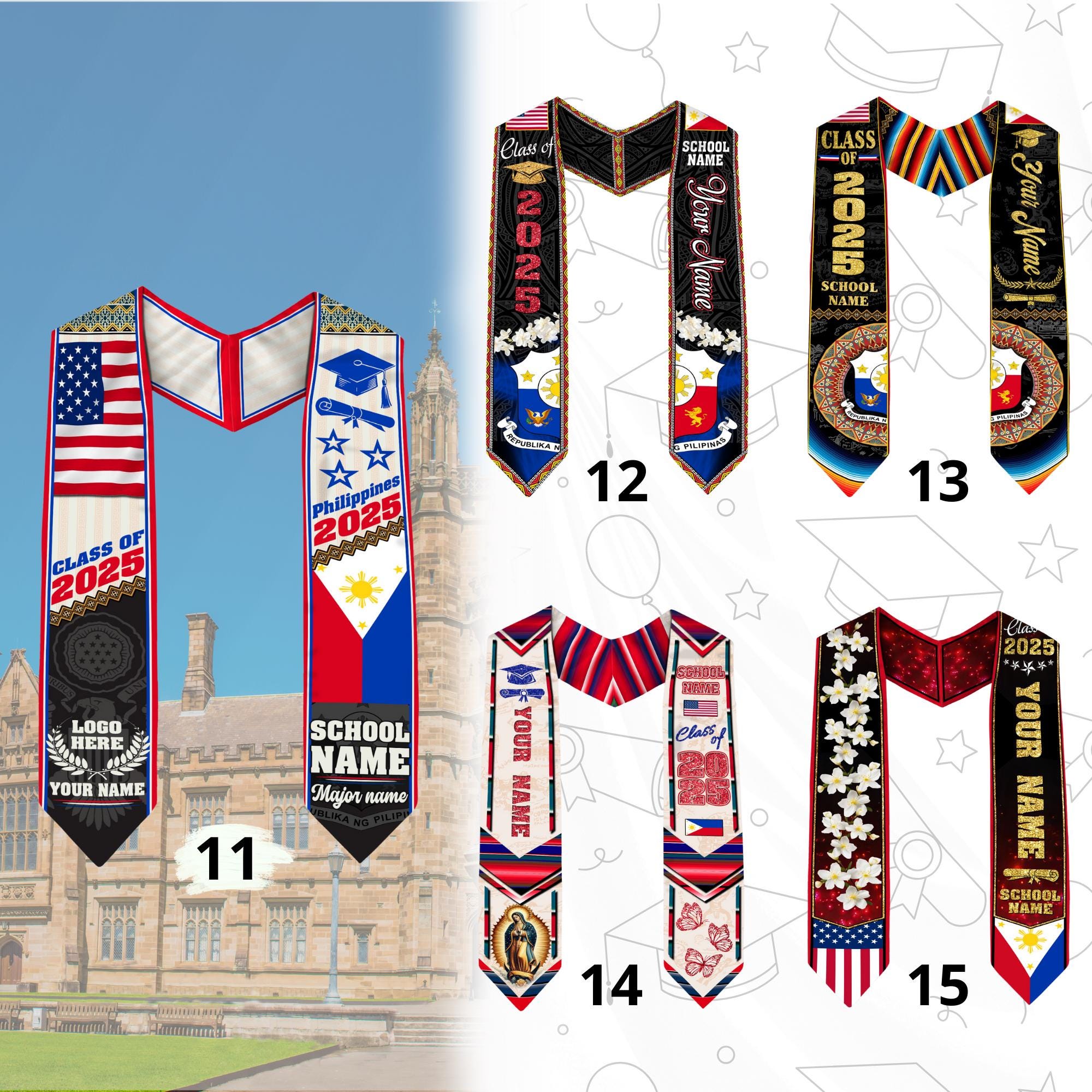 Custom Filipino Graduation Sash 2025,filipino Graduation Sash ...