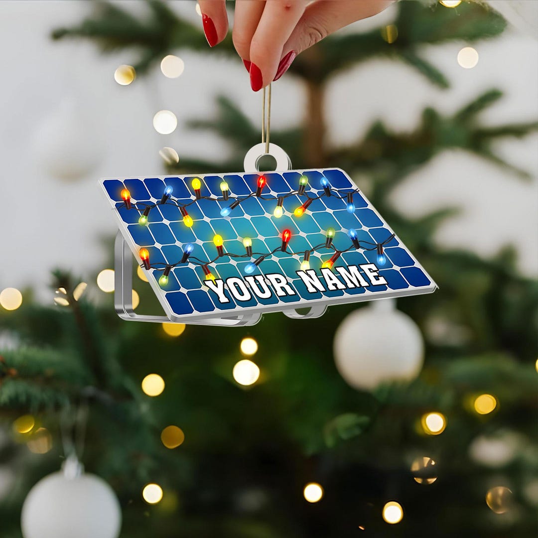 Personalized Solar Panel Ornament, Renewable Energy Xmas Decor, Solar ...
