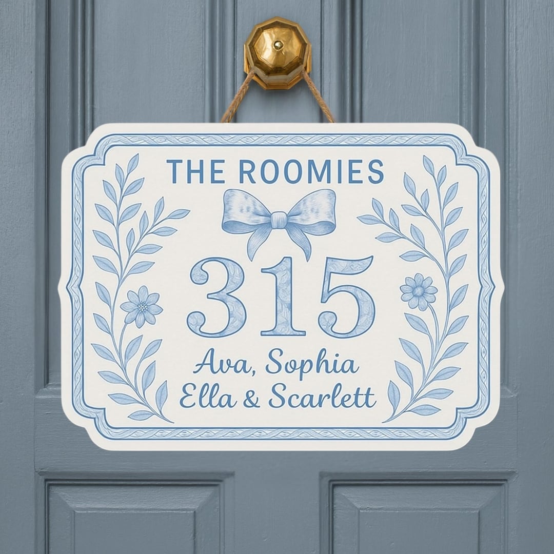 Custom Dorm Room Door Sign – Personalized Chinoiserie Room Number ...