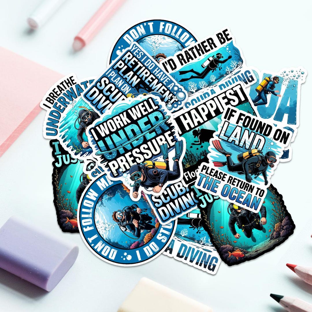 10 Pcs Scuba Diving Stickers, Ocean Diving Sticker, Underwater ...