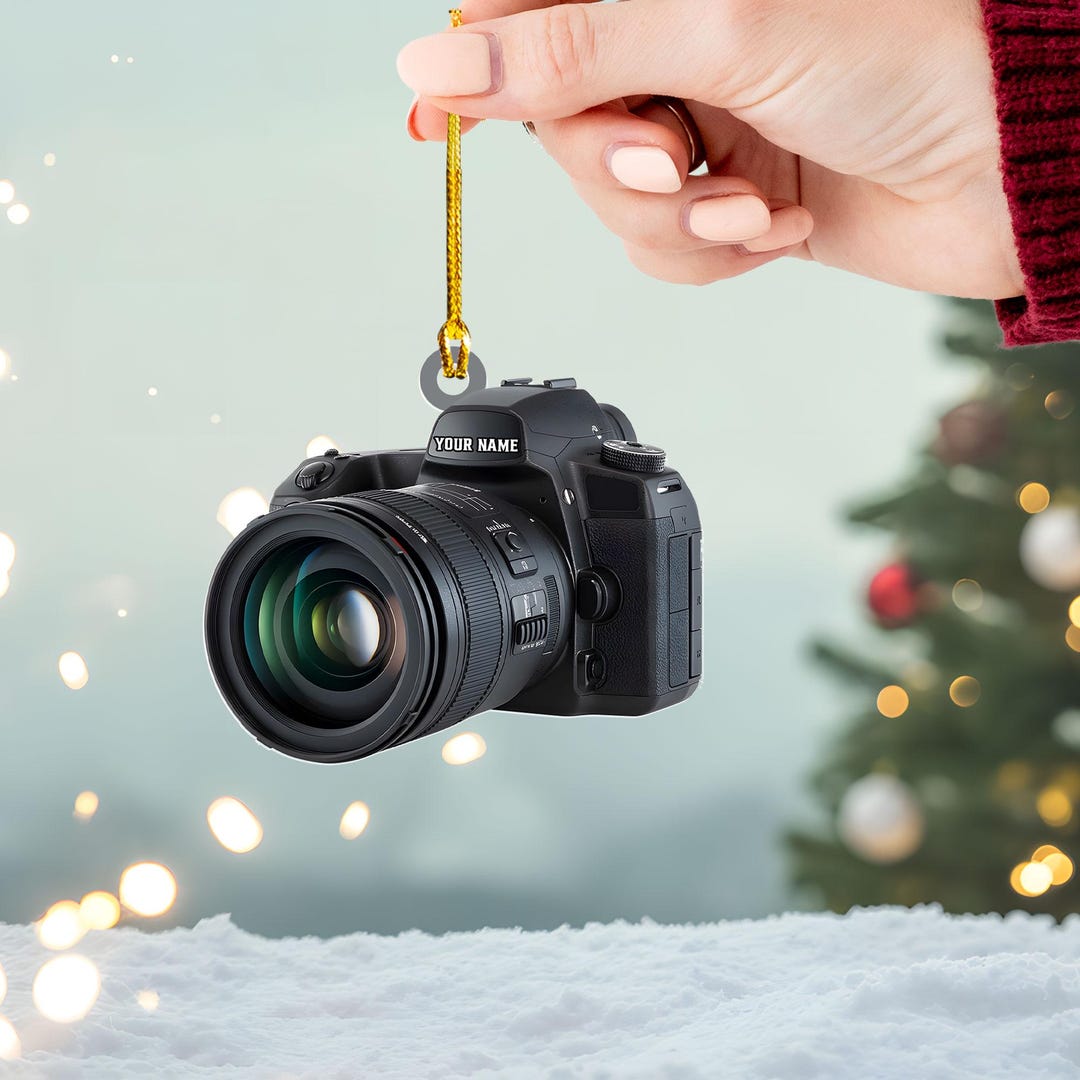 Personalized Camera Ornament, 2D Flat Accrylic, Not 3D, Gift for Photographer, Ornament Xmas ...