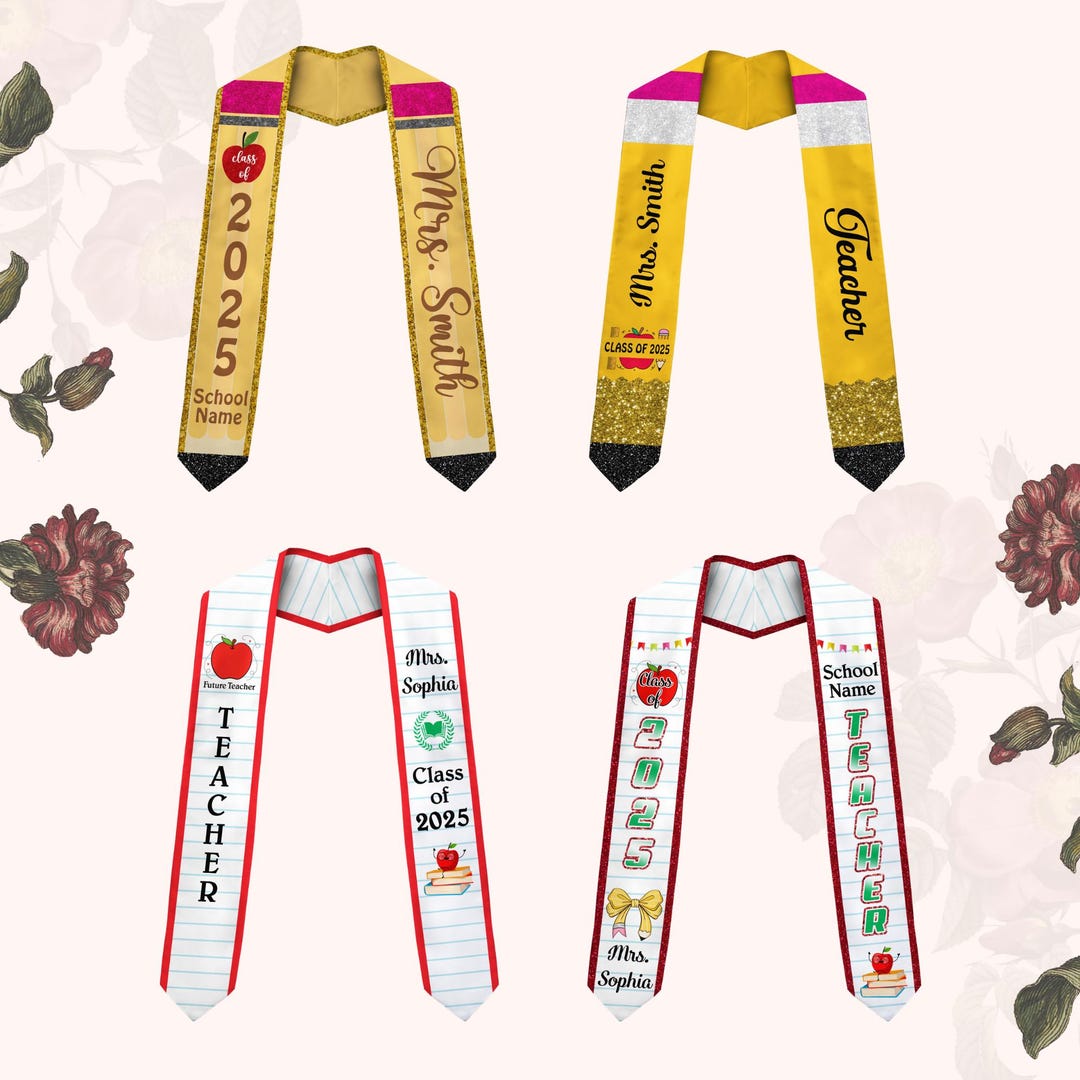 Custom Teachers Graduation Sash, Teacher Stole Class of 2025, Teacher ...