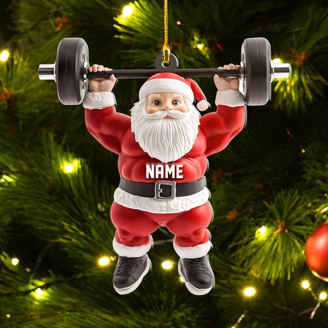 Personalized Weightlifting Santa Ornament: Custom Gym Christmas Decor ...