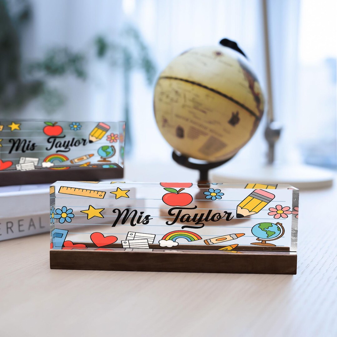 Personalized Teacher Desk Sign, Teacher Acrylic Block, Teacher Desk ...
