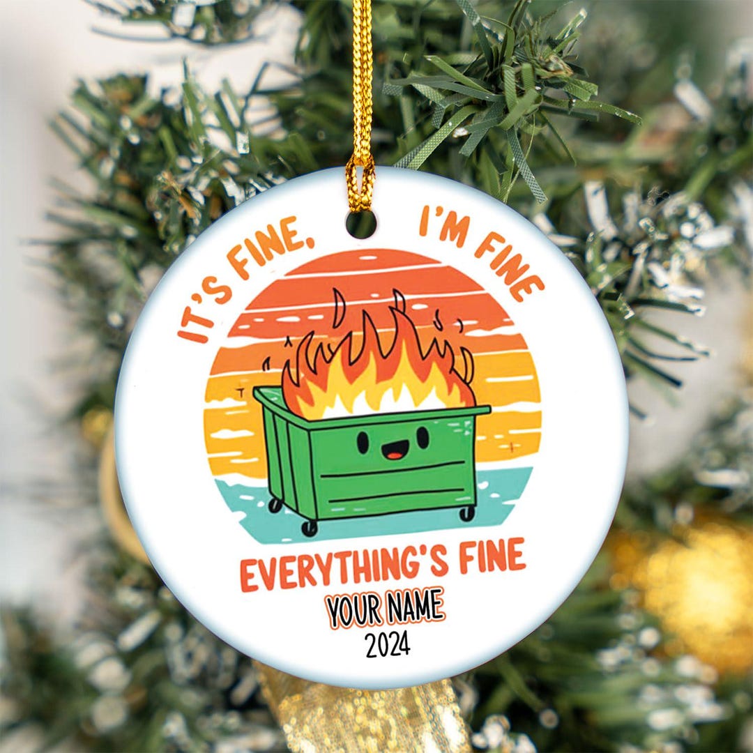 Dumpster Fire Ceramic Ornament 2025, Funny Personalized Christmas ...