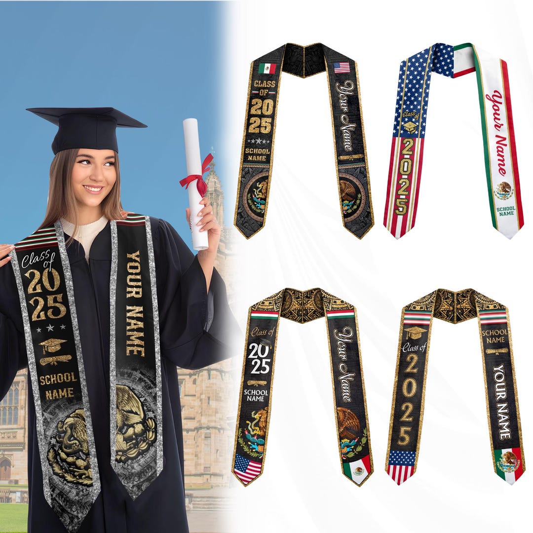 Custom Mexico Sash, Mexican Graduation Sash, Mexican American Flag ...