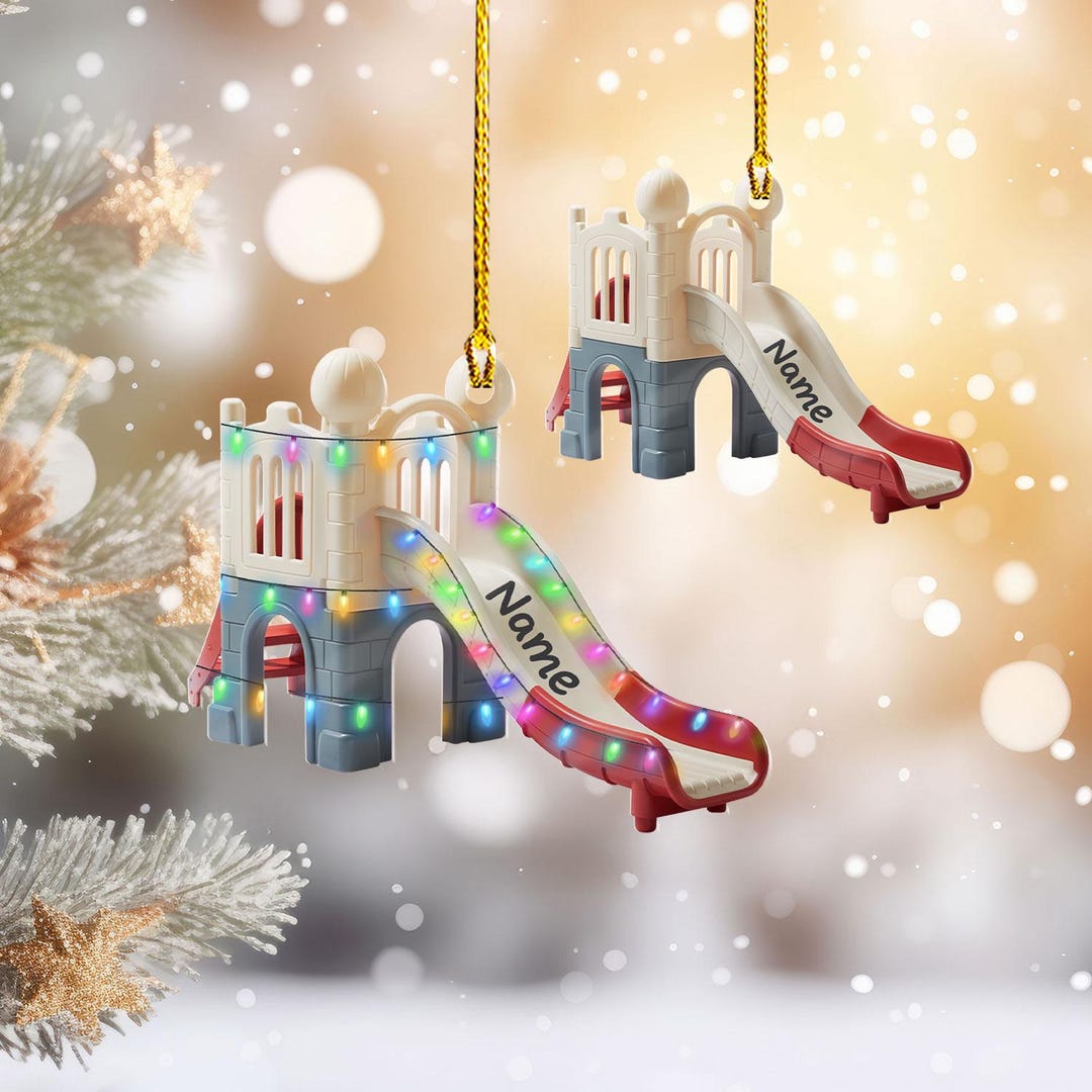 Personalized Child Slide Christmas Ornament, 2D Flat Slide Ornament ...