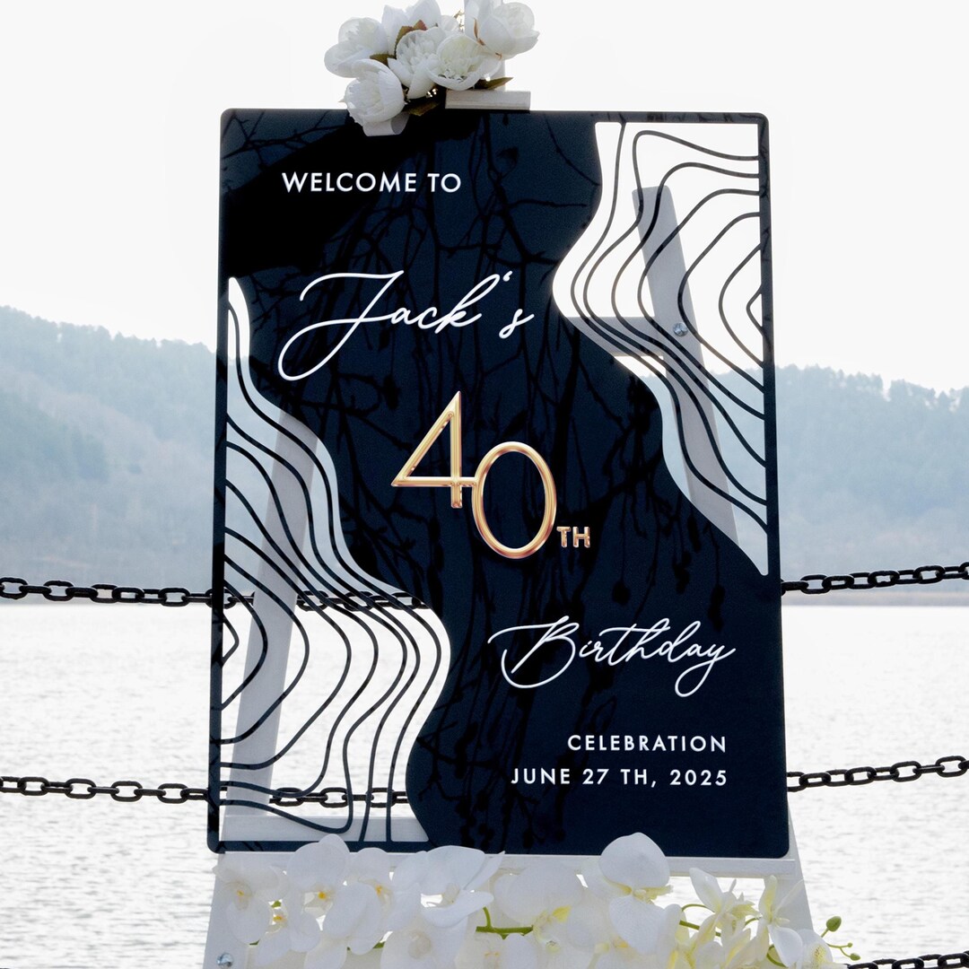 Custom Acrylic Birthday Welcome Sign, 3D Gold Lettering, Personalized ...