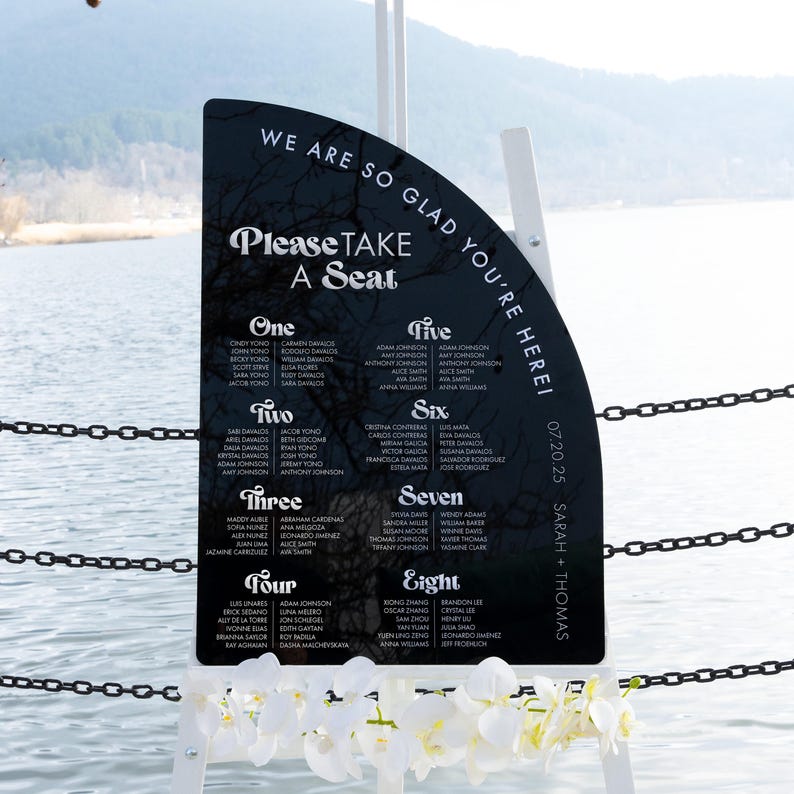 Black Seating Chart Wedding Sign, Acrylic Seating Chart Sign for ...