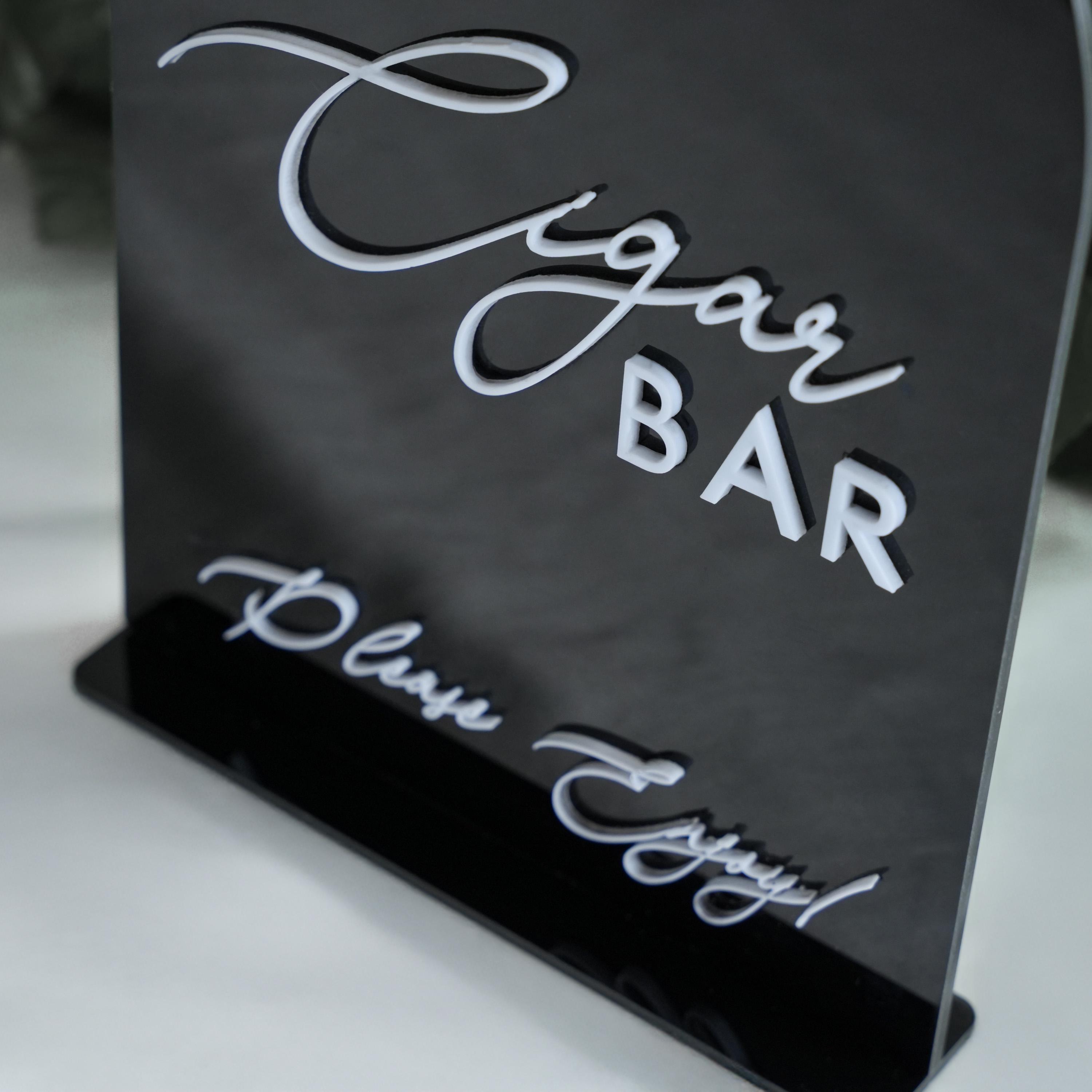 Wedding Cigar Bar Sign, Acrylic Wedding Signage, Black Wedding Bar Sign ...