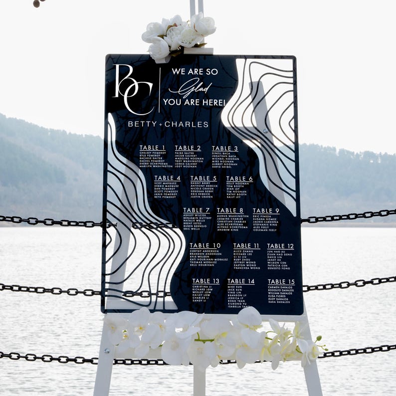 Personalized Acrylic Wedding Seating Chart Sign, Gold Mirror, Boho ...