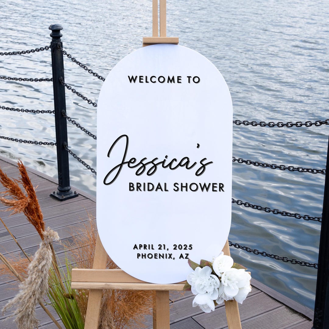 White Acrylic Bridal Shower Welcome Sign, Modern 3D Lettering - Etsy