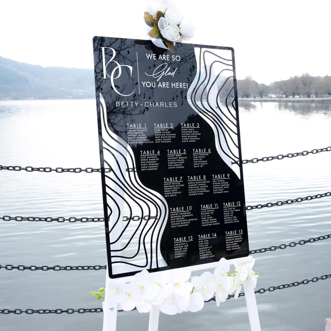 Personalized Acrylic Wedding Seating Chart Sign, Gold Mirror, Boho ...