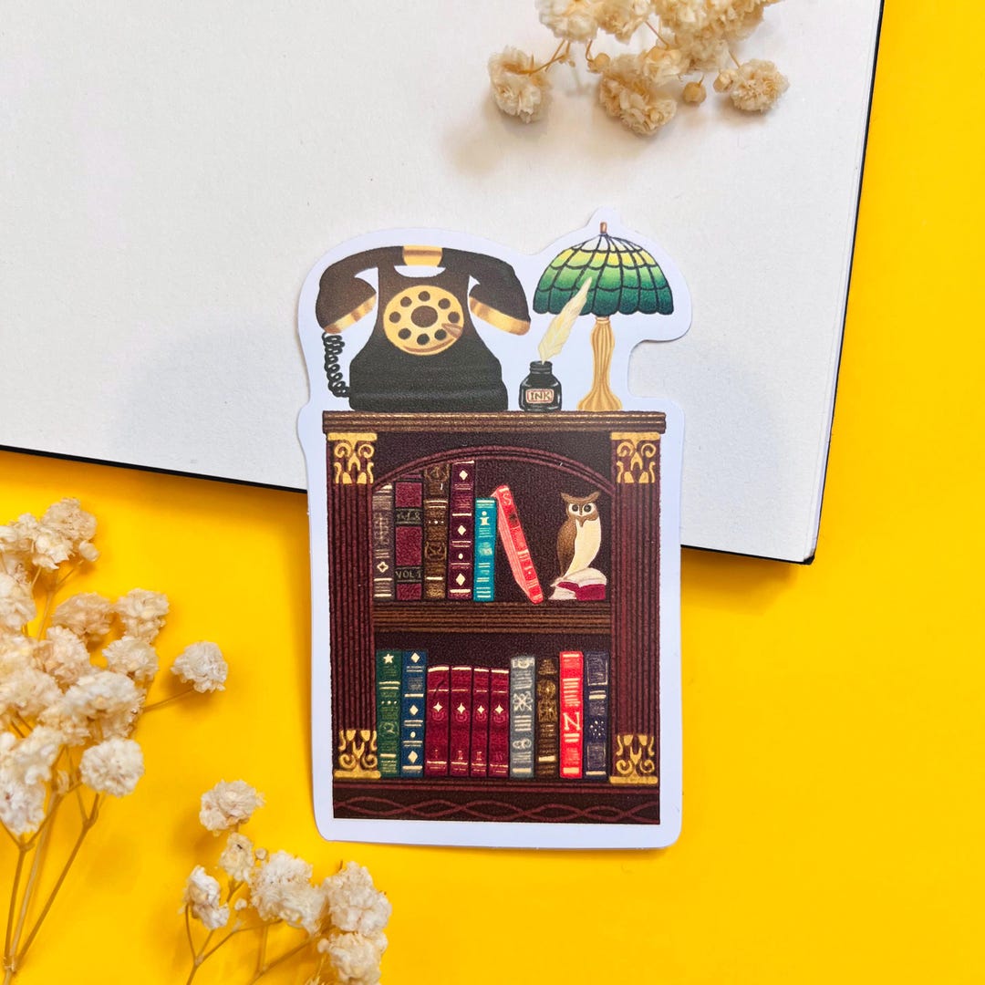 Vintage Bookshelf Vinyl Sticker: Book Lover Gift - Etsy