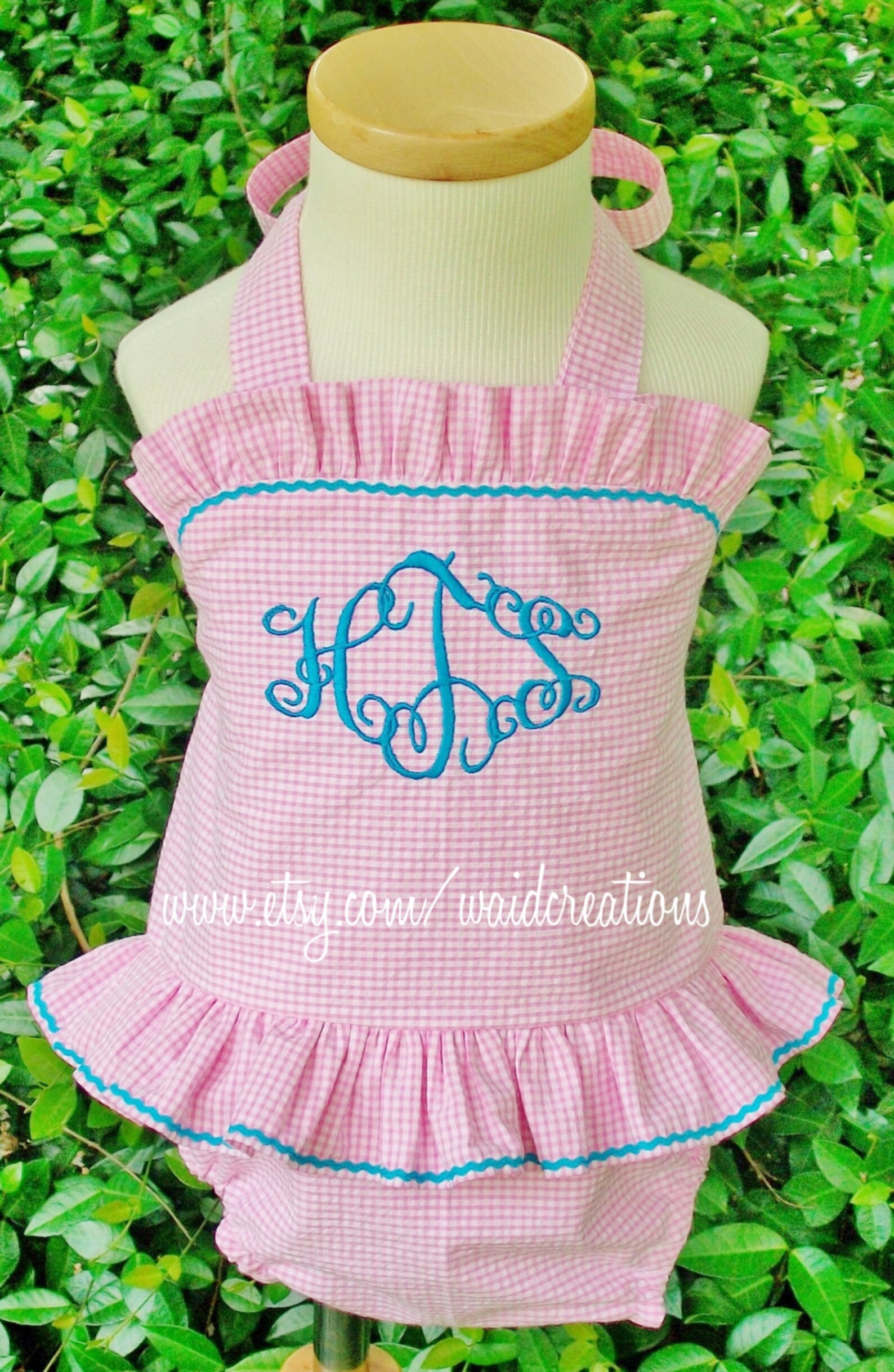 One Piece Monogram Ruffle Swimsuit Boutique Handmade New Baby - Etsy