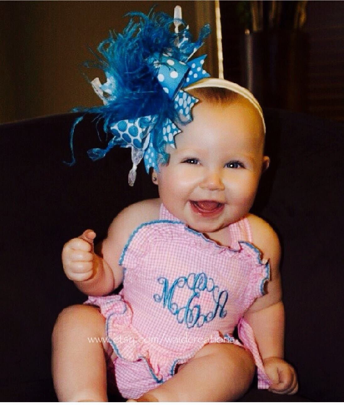 One piece monogram ruffle swimsuit Boutique handmade New baby | Etsy