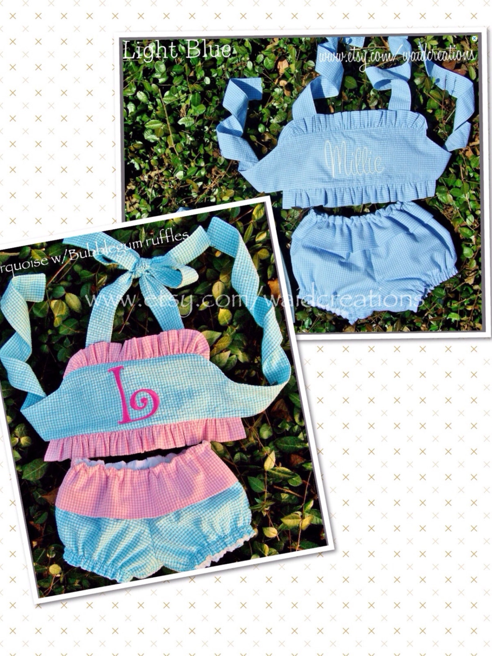 Handmade Monogram Ruffle Swimsuit for Baby Toddler Girl. | Etsy
