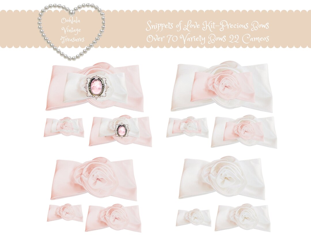 Snippets of Love Kit-precious Bows and Pink Cameos - Etsy