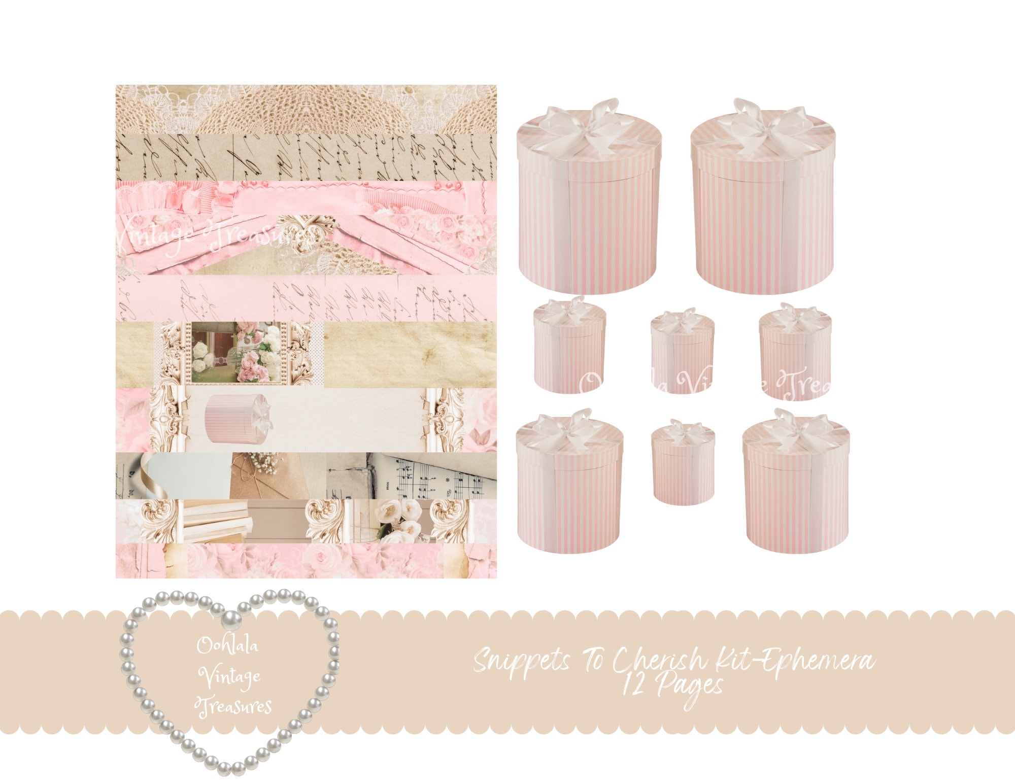 Snippets to Cherish Flower Shop Kit-ephemera, Postcards, Bows, Vintage ...