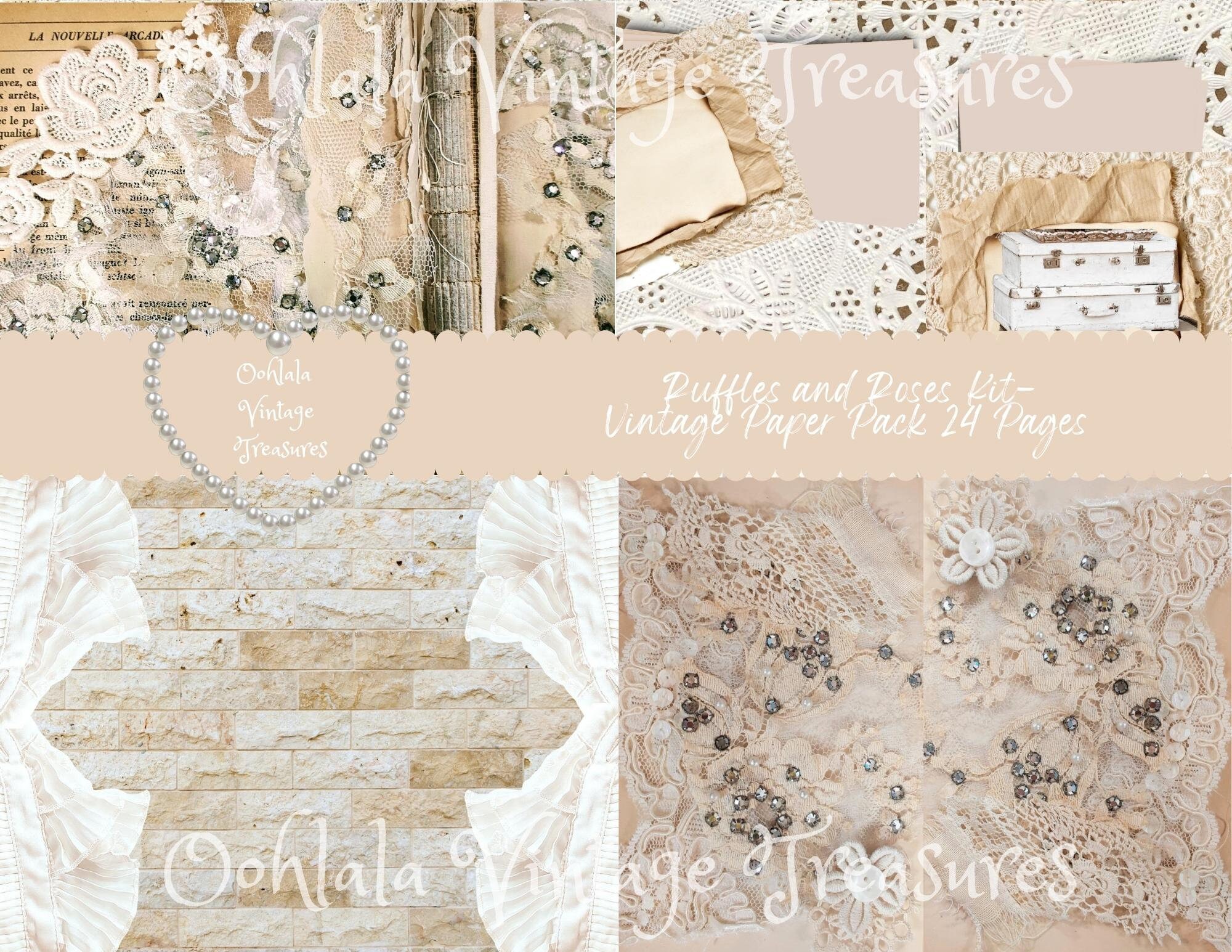Vintage Ruffles and Roses Kit Paper Pack - Etsy