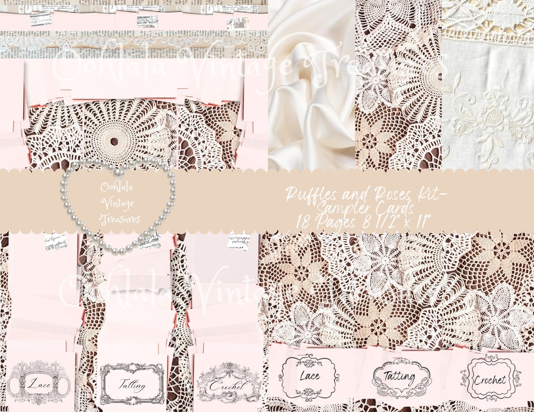 Ruffles and Roses Kit- Pink Sampler Cards-lace Card-fabric Card-swatch ...