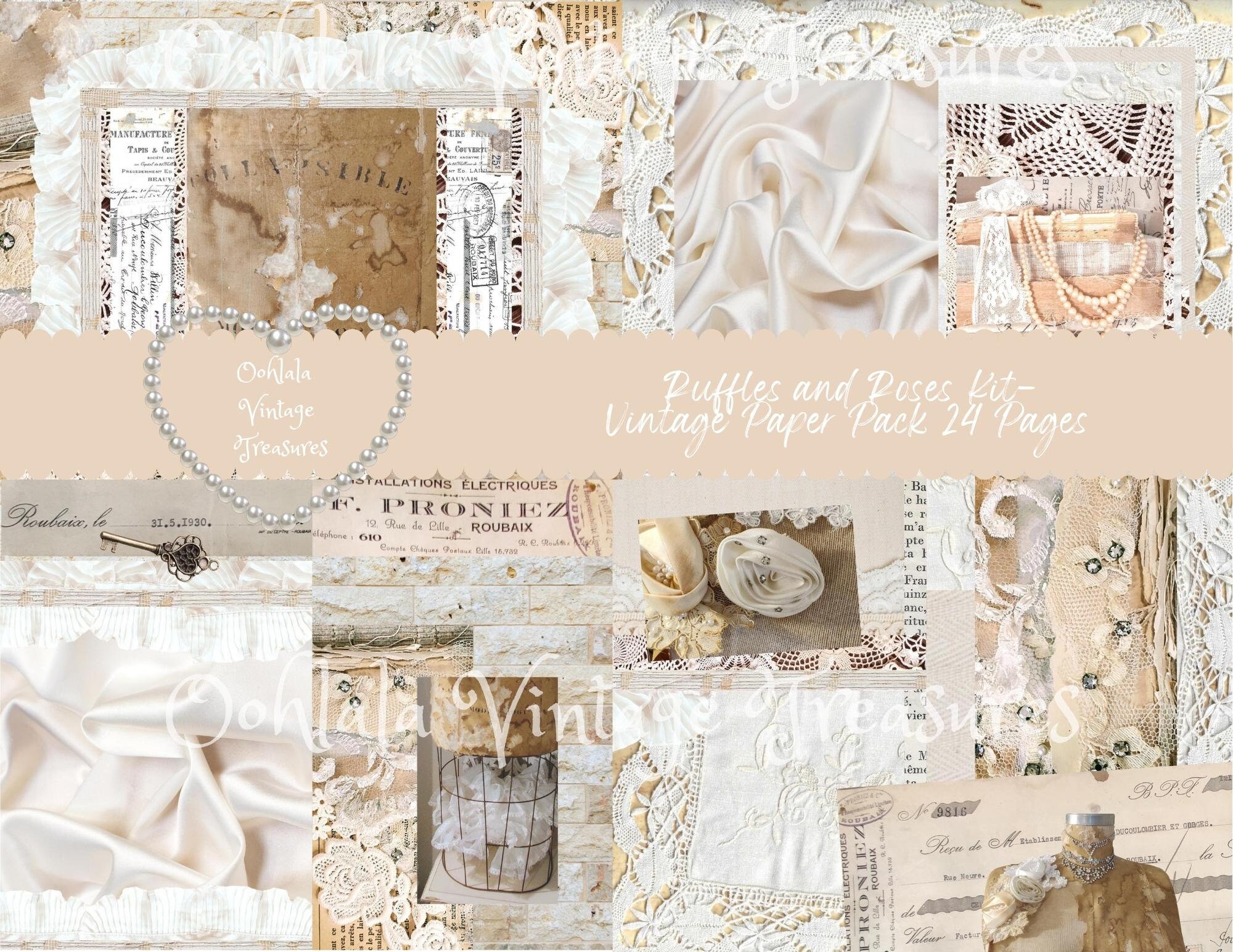 Vintage Ruffles and Roses Kit Paper Pack - Etsy