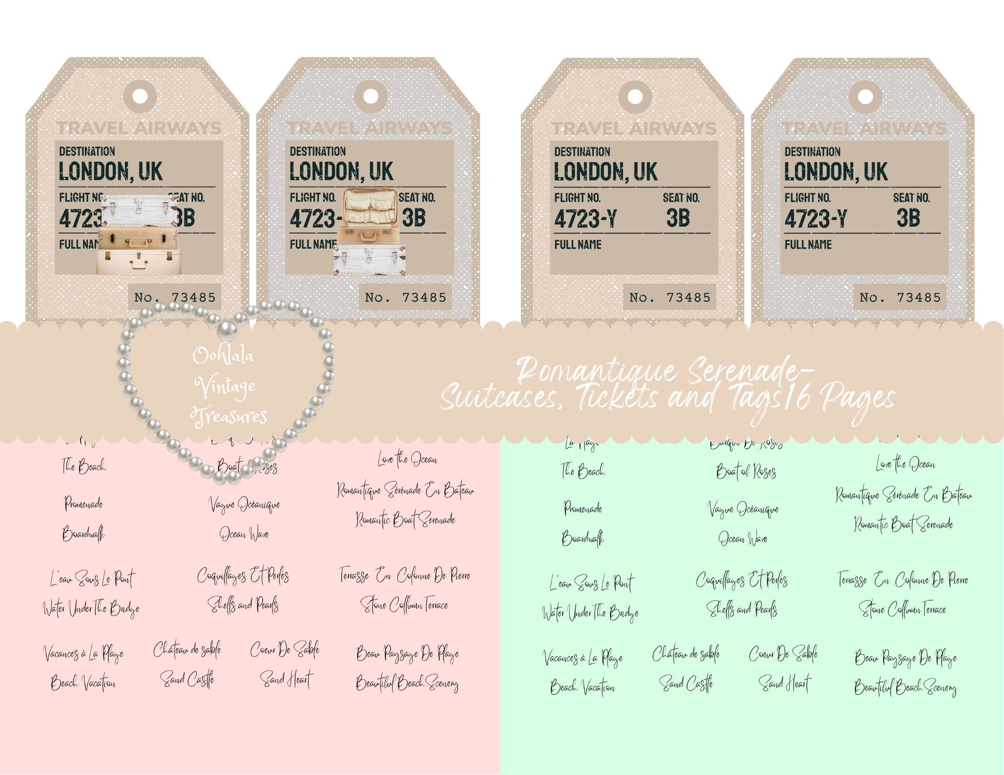 Romantique Serenade Kit-suitcases Tickets and Tags - Etsy
