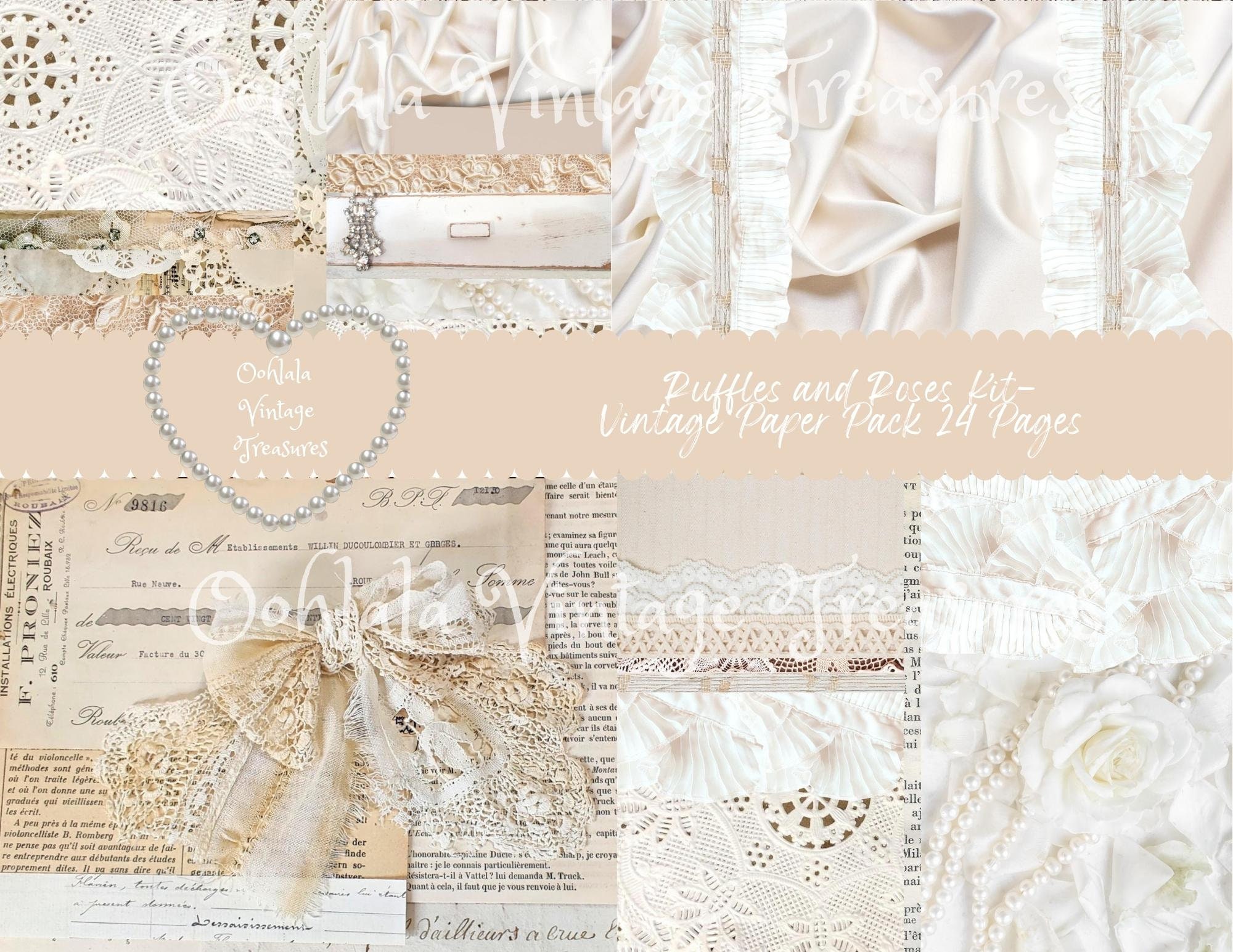 Vintage Ruffles and Roses Kit Paper Pack - Etsy